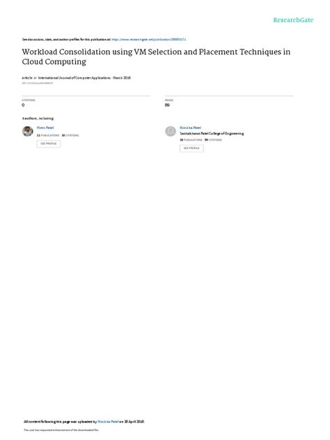 workload consolidation using vm selection and plac pdf download free pdf virtualization