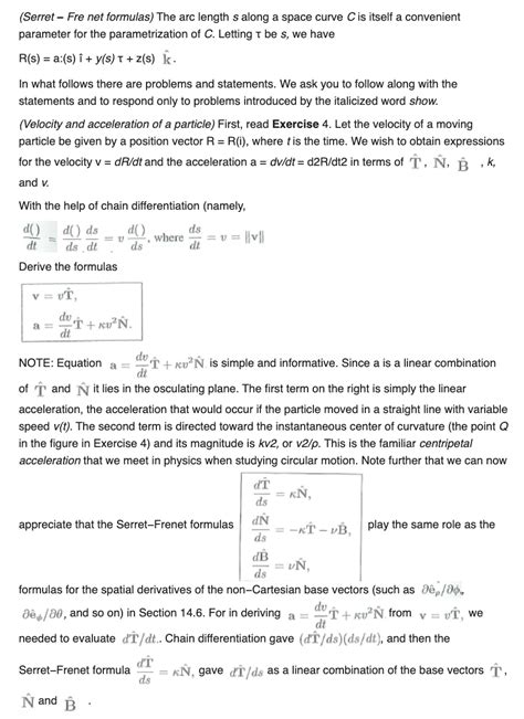 solved serret fre net formulas the arc length s along a
