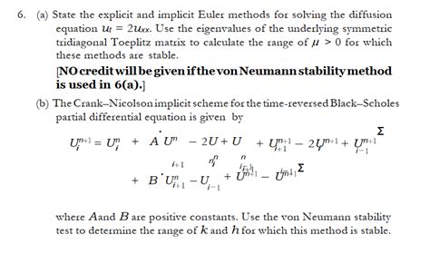 6 a state the explicit and implicit euler methods