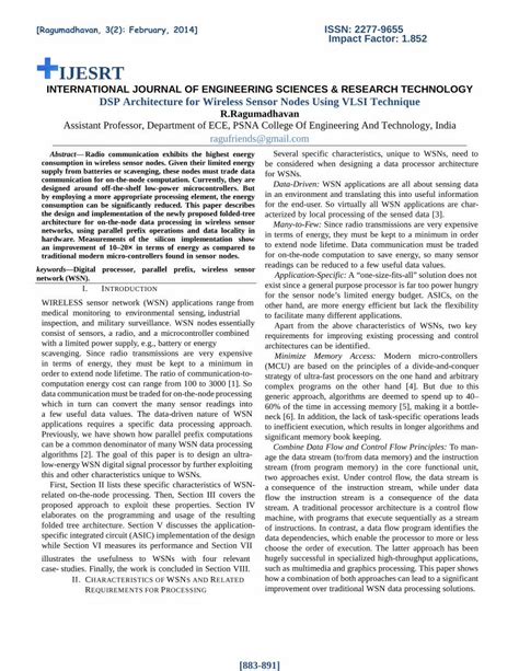 dsp architecture for wireless sensor nodes using vlsi technique [pdf document]