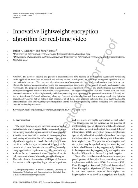 pdf innovative lightweight encryption algorithm for real time video