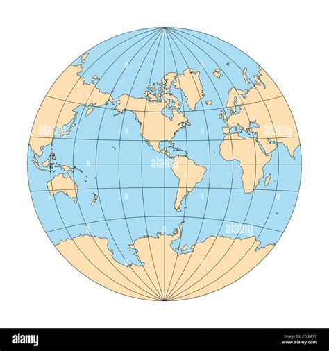 Mapa simplificado del mundo en el círculo centrado en las Américas