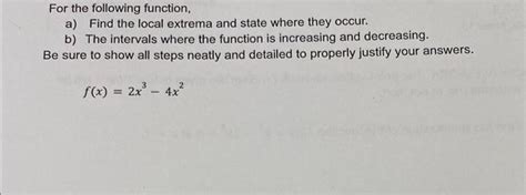 solved for the following function a find the local extrema