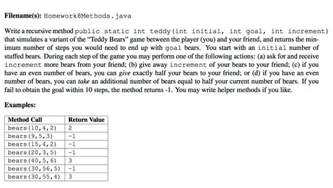 write a recursive method public static int teddy int