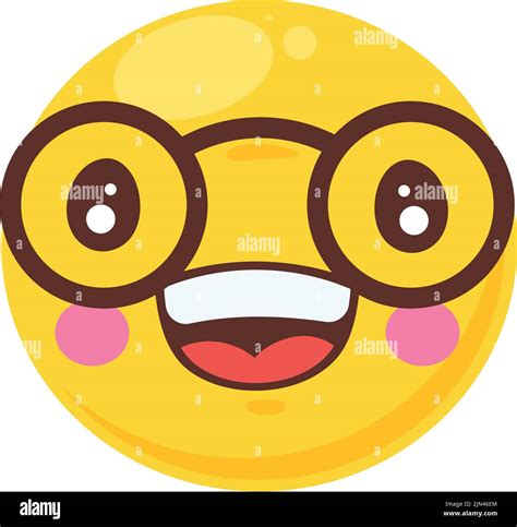 Happy Emoticon With Eyeglasses Character Stock Vector Image And Art Alamy