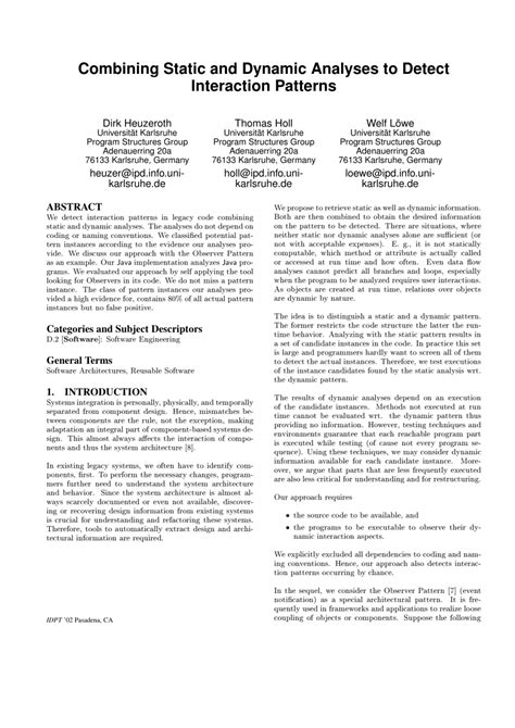 pdf combining static and dynamic analyses to detect interaction patterns