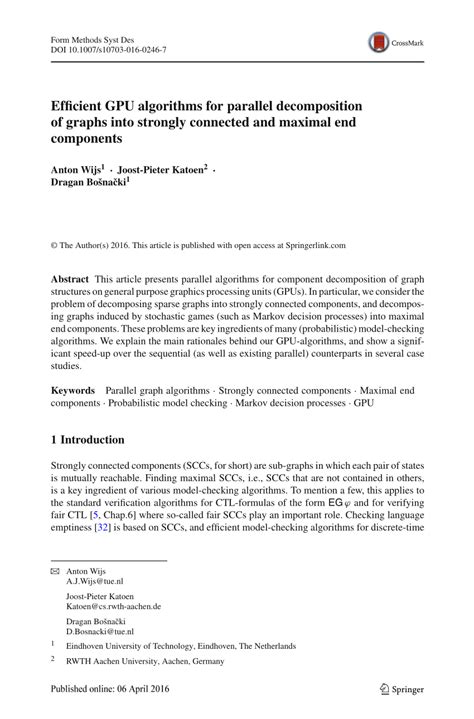 pdf efficient gpu algorithms for parallel decomposition of graphs into strongly connected and