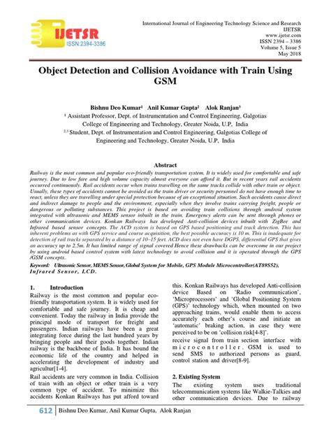object detection and collision avoidance with train using gsm pdf ultrasound electronics