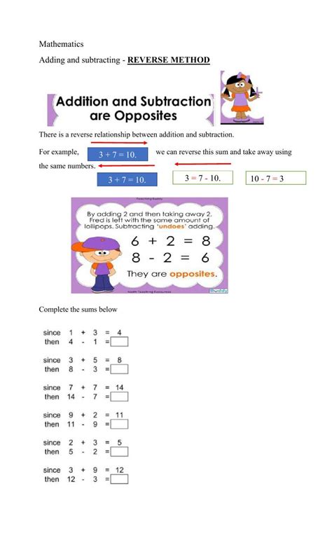inverse operations addition and subtraction worksheet live worksheets