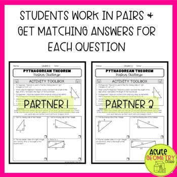 Pythagorean Theorem And The Distance Formula Activity By Acute Geometry