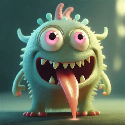 Premium Photo A Cute Monster With A Long Tongue