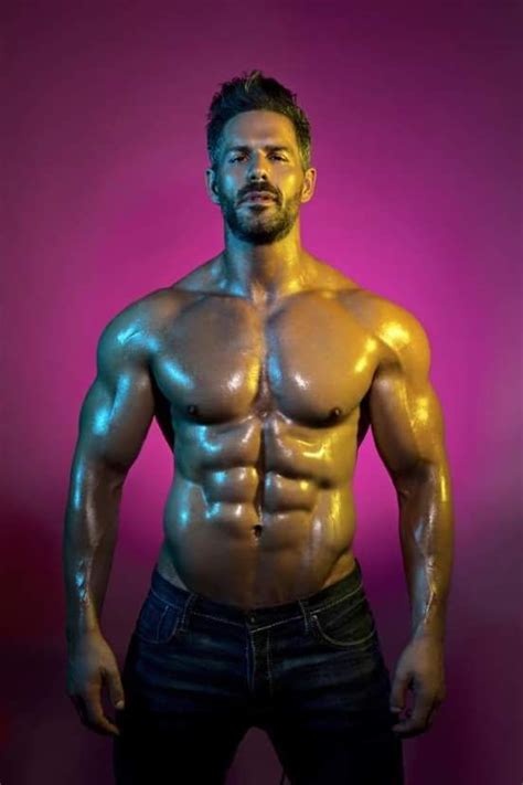 Oiled Muscle Pose Beard Muscle Beach Abs Male Torso