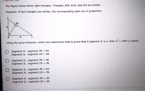 solved the figure shows three right triangles m ud the figure shows three right trlangles