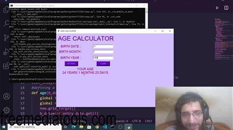 python 3 tkinter age calculator from date of birth in days months and years gui script desktop