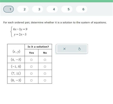 for each ordered pair determine whether it is a solution to the system of equations
