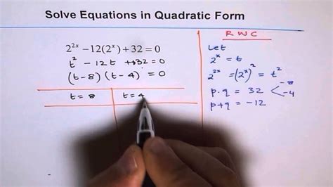 solve exponential equations in quadratic form youtube
