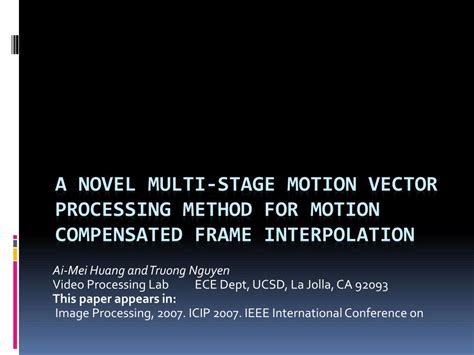 ppt a novel multi stage motion vector processing method for motion compensated frame