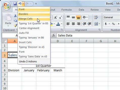 Using Undo And Redo In Excel 2007 Dummies