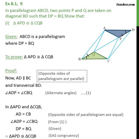 solve this 30 in the adjoining figure abcd is a parallelogram and x y are the points on