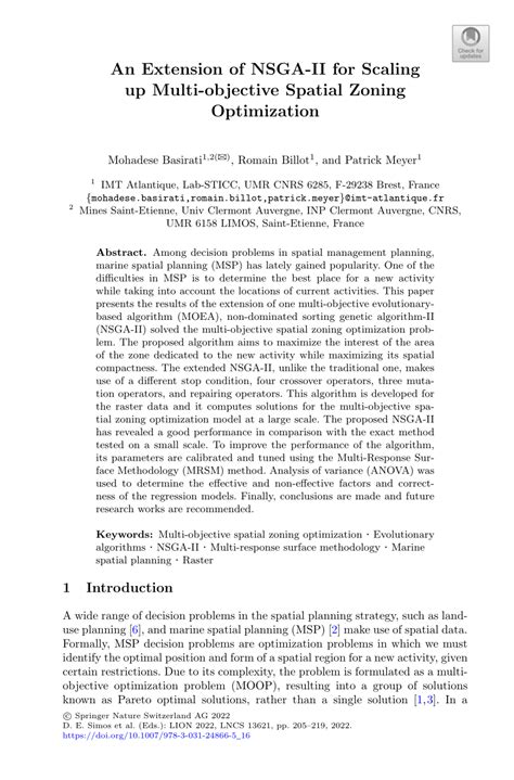 pdf an extension of nsga ii for scaling up multi objective spatial zoning optimization