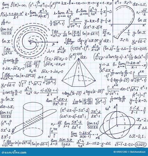 Mathematical Vector Seamless Pattern With Geometrical Figures Plots