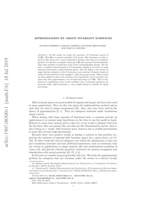 pdf approximation by group invariant subspaces