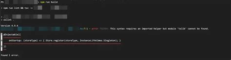 how to solve error ts2354 this syntax requires an imported helper but module tslib cannot be