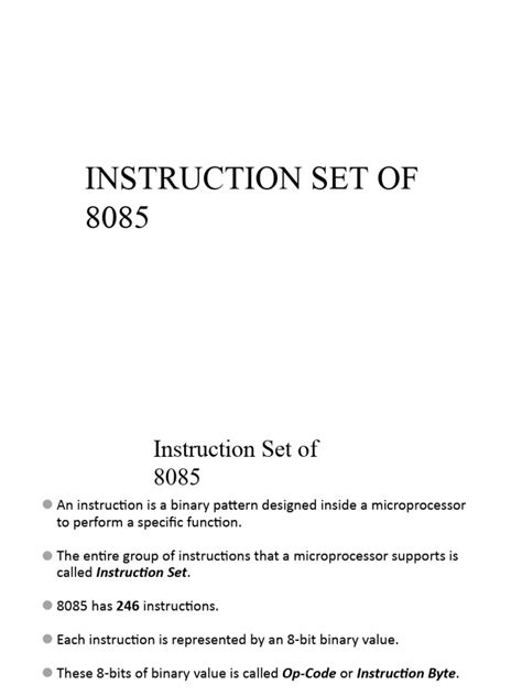 8085 instruction set pdf central processing unit manufactured goods