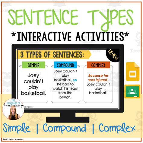 Sentence Structure Interactive Lessons Simple Compound Complex By