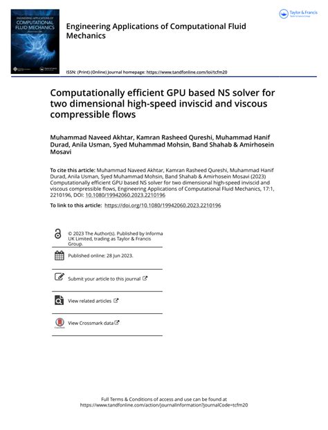 pdf computationally efficient gpu based ns solver for two dimensional high speed inviscid and