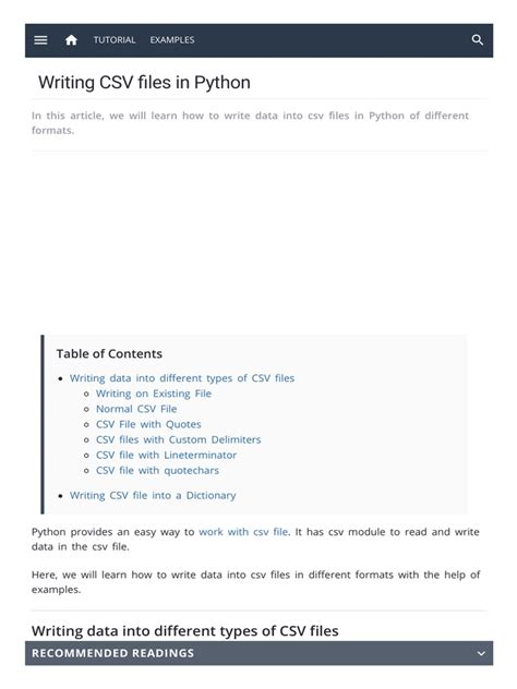 writing csv files in python pdf comma separated values python programming language