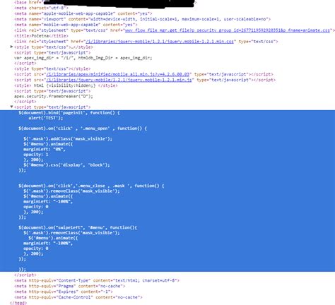 javascript binded code executes only on one page after redirect it stops working mobile