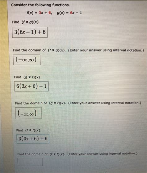 solved consider the following functions f x 3x 6 g x