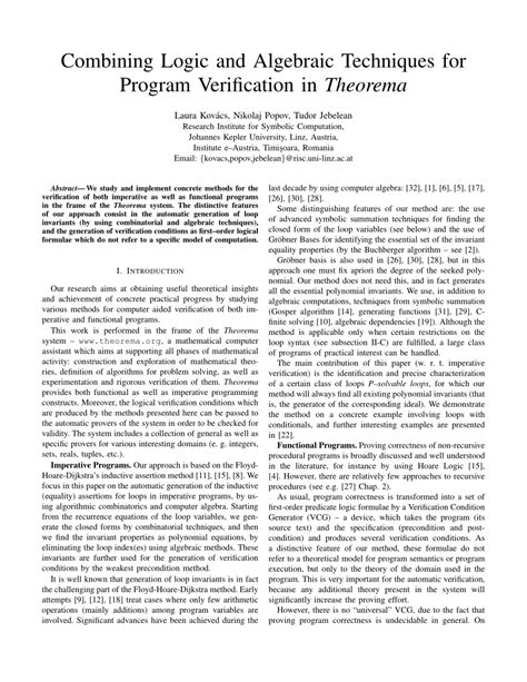 pdf combining logic and algebraic techniques for program verification in theorema