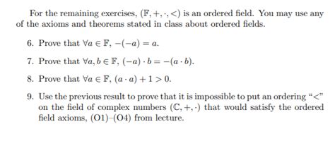 solved for the remaining exercises f