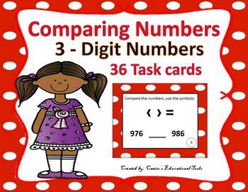 Comparing 3 Digit Numbers Task Cards Task Cards Education Math