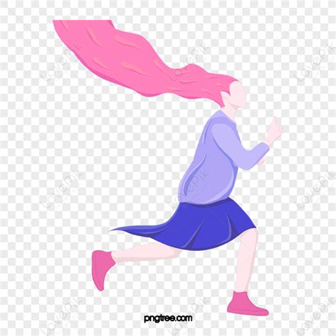 Pink Long Hair Female Character Running Characters Female Characters