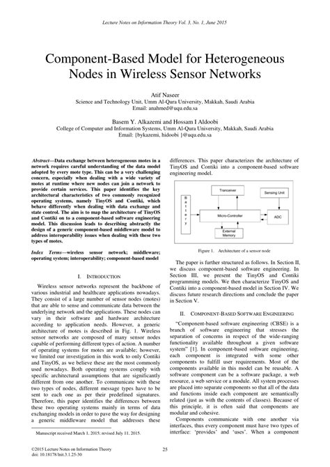 pdf component based model for heterogeneous nodes in wireless sensor networks