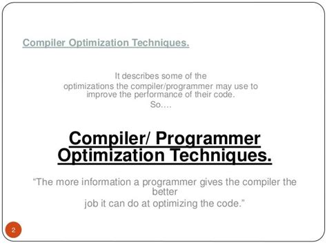 compiler optimization techniques
