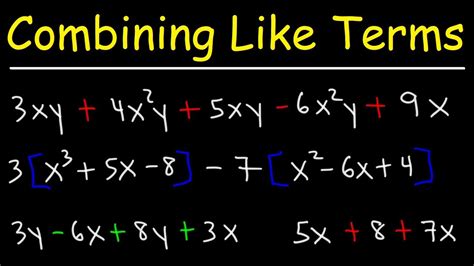 combining like terms using the distributive property algebra youtube