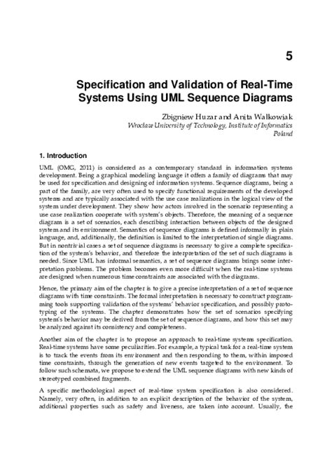 pdf specification and validation of real time systems using uml sequence diagrams anita