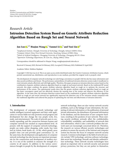 pdf intrusion detection system based on genetic attribute reduction algorithm based on rough