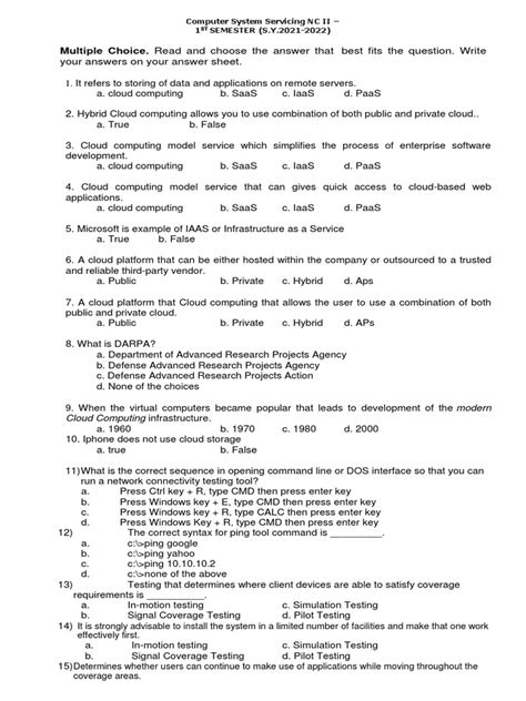 computer systems servicing summative test pdf cloud computing platform as a service