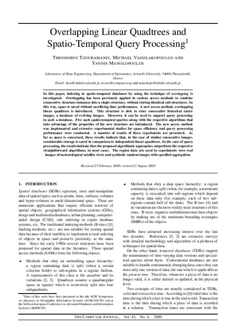 pdf overlapping linear quadtrees and spatio temporal query processing yannis manolopoulos