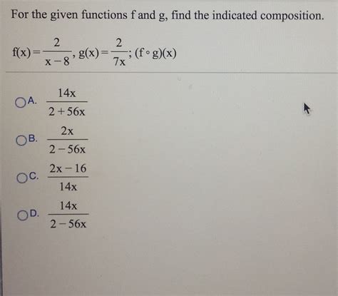 solved for the given functions f and g find the indicated