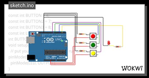 3 Push Buttons Wokwi ESP32 STM32 Arduino Simulator