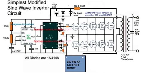 Simple Inverter Circuit Diagram 12v To 220v