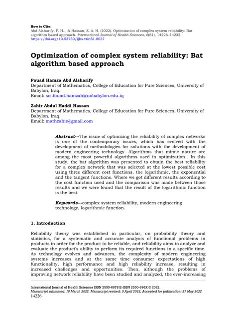 pdf optimization of complex system reliability bat algorithm based approach
