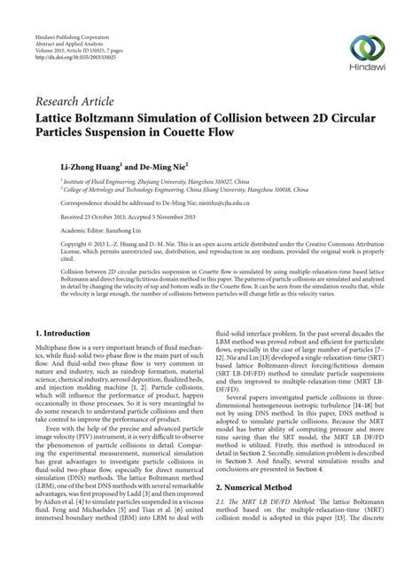 pdf lattice boltzmann simulation of collision between 2d circular particles suspension in