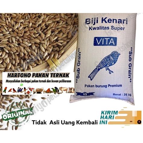 Jual Biji Kenari Canary Seed Kg Pakan Burung Kenari Seed Merk Vita Shopee Indonesia